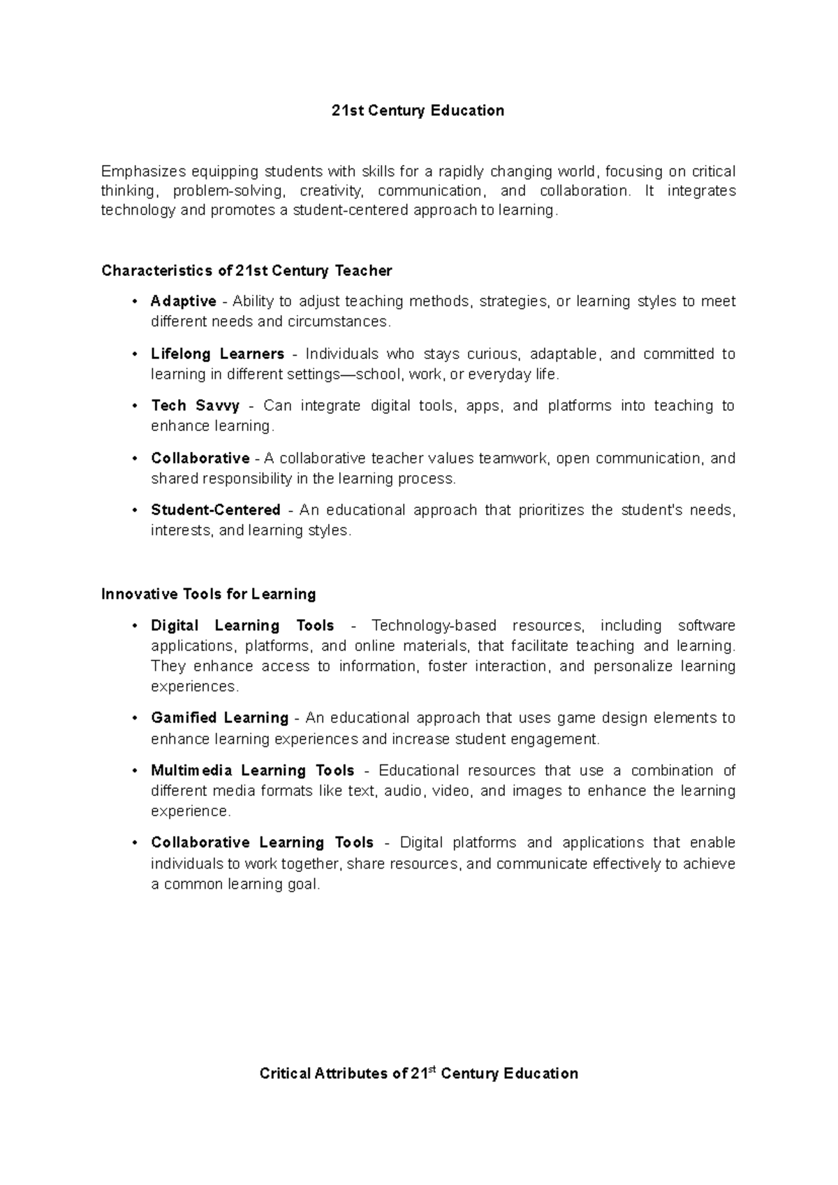 21ST CENTURY EDUCATION: SKILLS FOR MODERN LEARNING AND TEACHING - Studocu