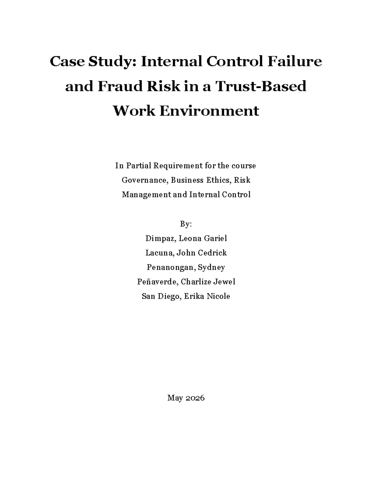 Case Study 4: Internal Control Failures & Fraud Risks in Business ...