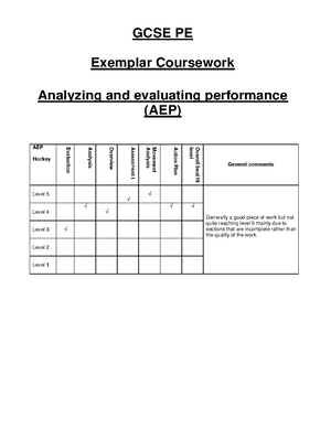 Pe coursework 2 - Very good and good and very good - AQA GCSE PE ...
