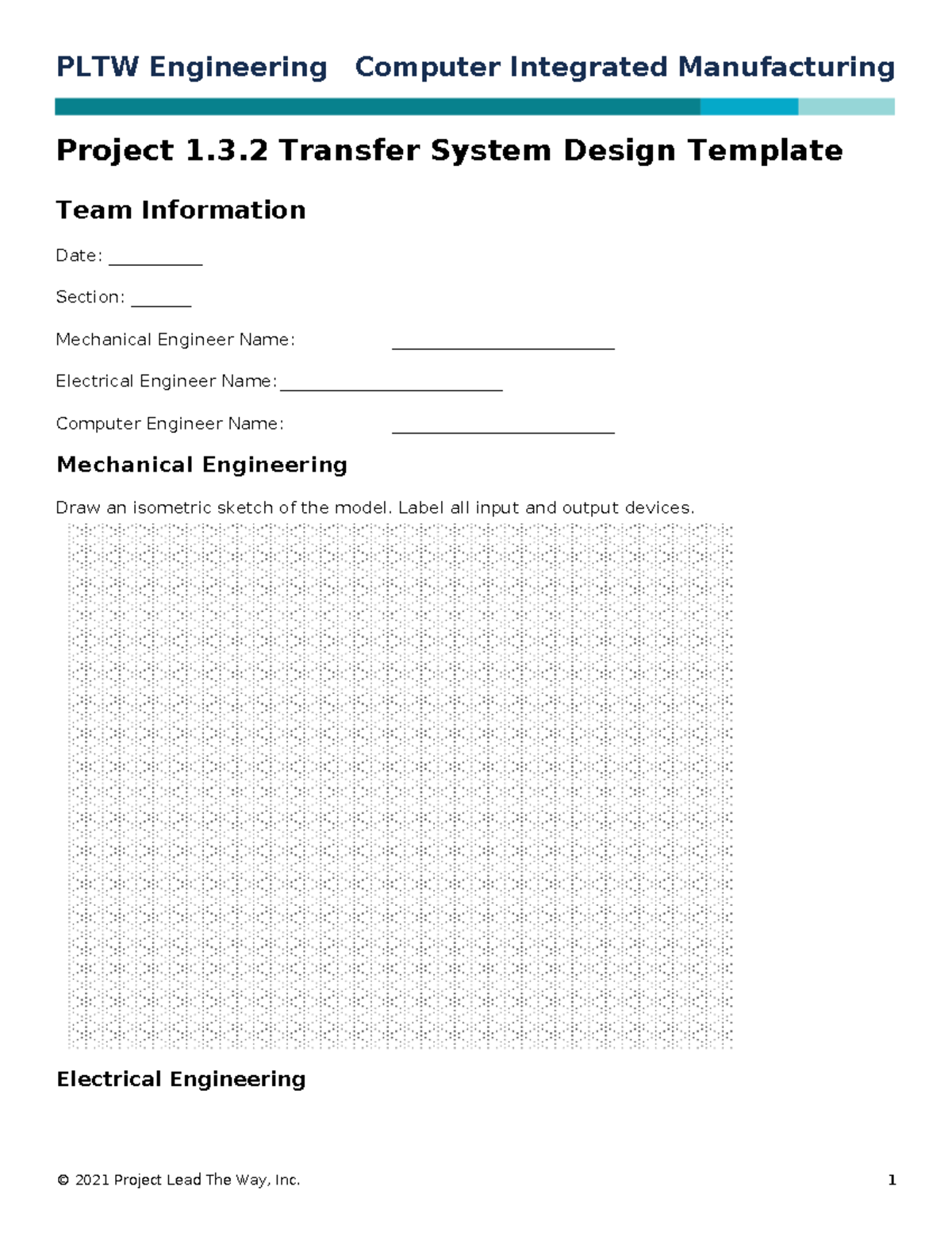 Cim 132b Transfer System Design Template V5 - PLTW Engineering Computer Integrated Manufacturing ...