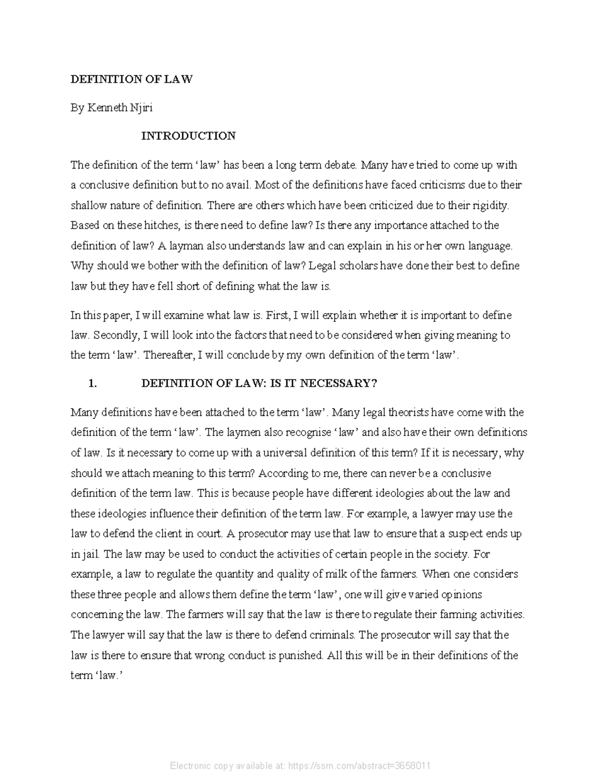Ssrn-3658011 - definition of law - DEFINITION OF LAW By Kenneth Njiri ...