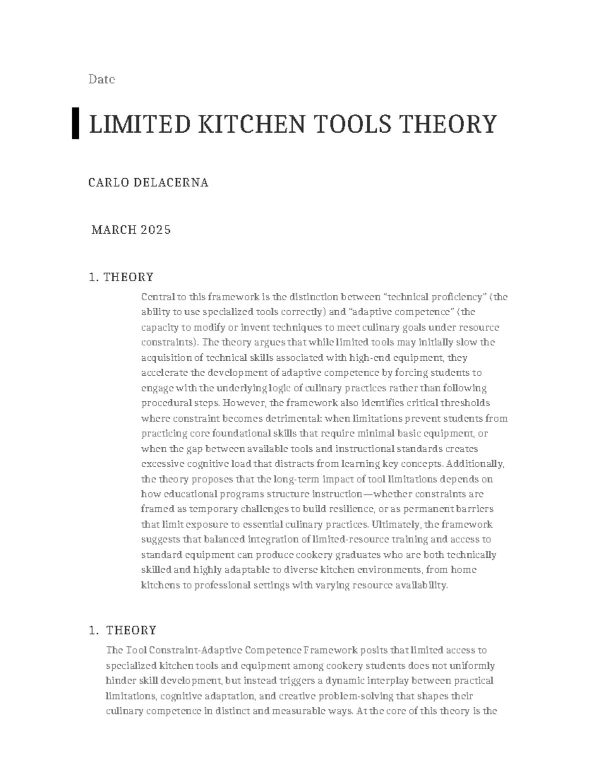 Impact of Limited Kitchen Tools in Cookery Course - Theory by Carlo ...