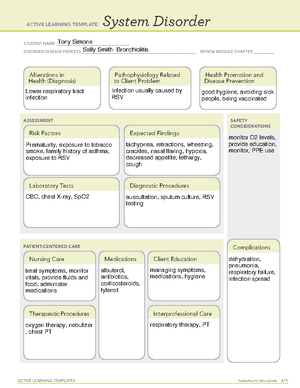 Schizophrenia system disorder ati template - ACTIVE LEARNING TEMPLATES ...