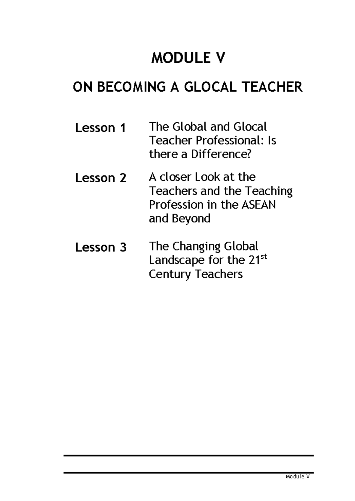 Module 5: Becoming a Glocal Teacher in the 21st Century - Studocu