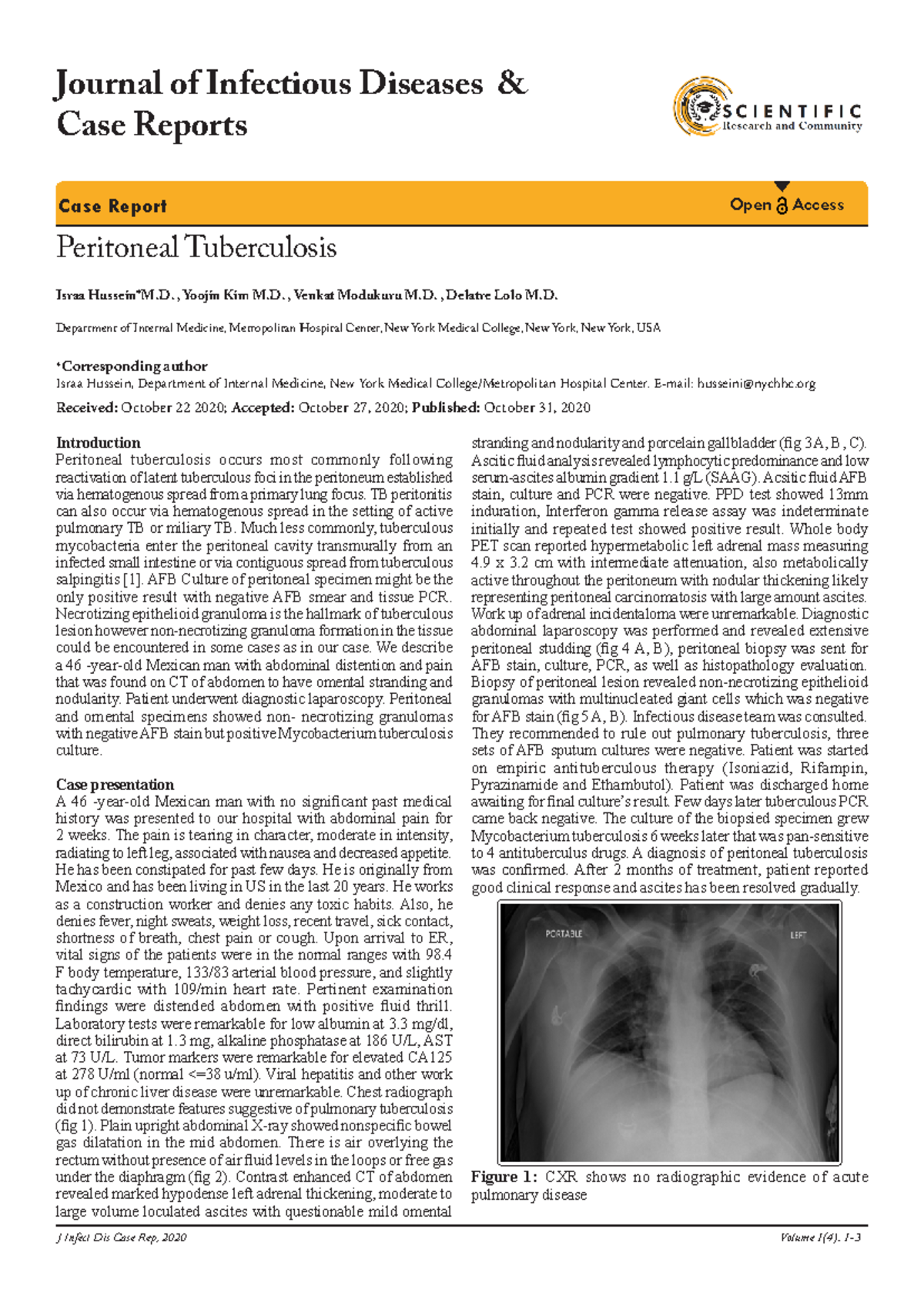 Case Study: Peritoneal Tuberculosis - Insights and Findings in 2020 ...