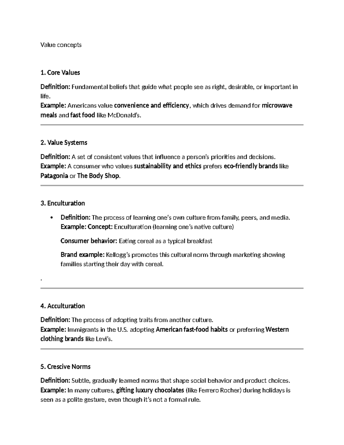 Value Concepts: Core Values, Systems, Enculturation & Acculturation - Studocu