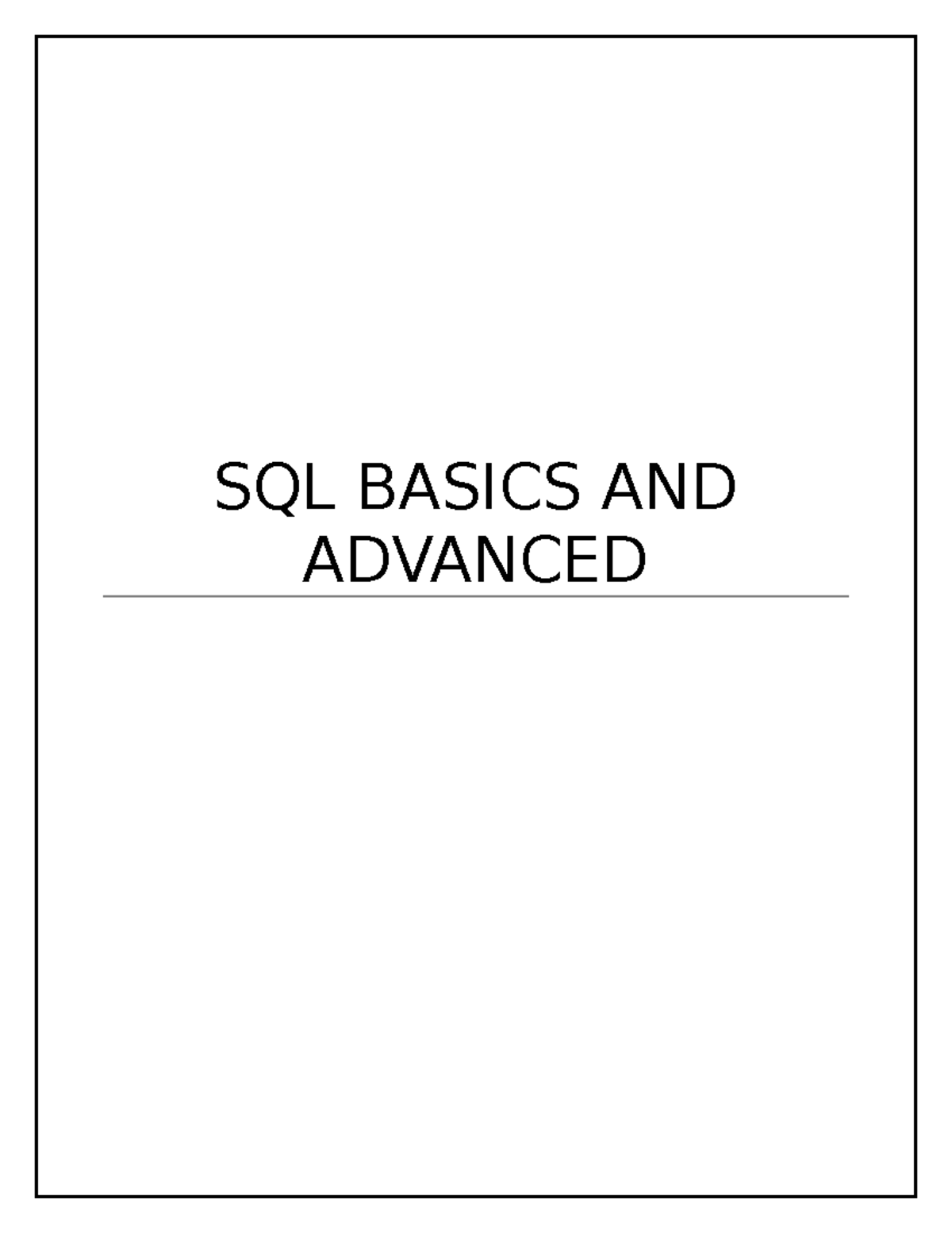 SQL 101 to Advanced Concepts: A Comprehensive Guide - Studocu
