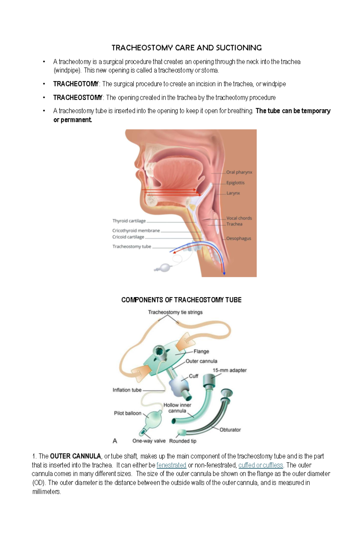 Trach-CARE- Notes - Hope it helps - TRACHEOSTOMY CARE AND SUCTIONING A ...