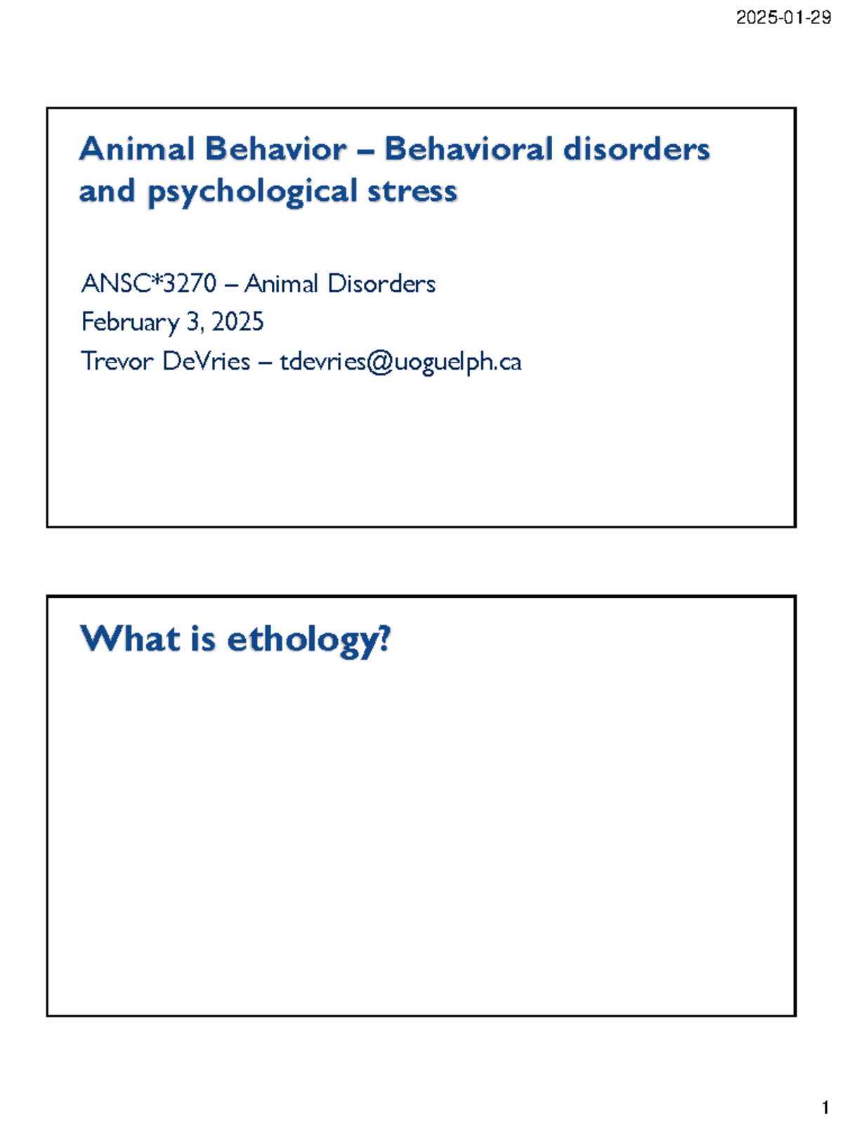 ANSC 3270 - Behavioral Disorders and Psychological Stress in Animals ...