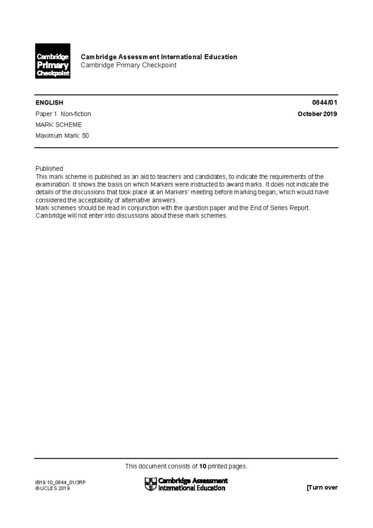 0510/12 Cambridge IGCSE ESL Paper 1 Marking Scheme - Feb/Mar 2024 - Studocu