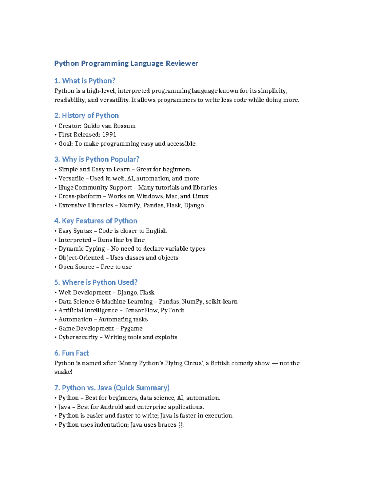 Python Programming Language Review: Key Features & Uses - Studocu