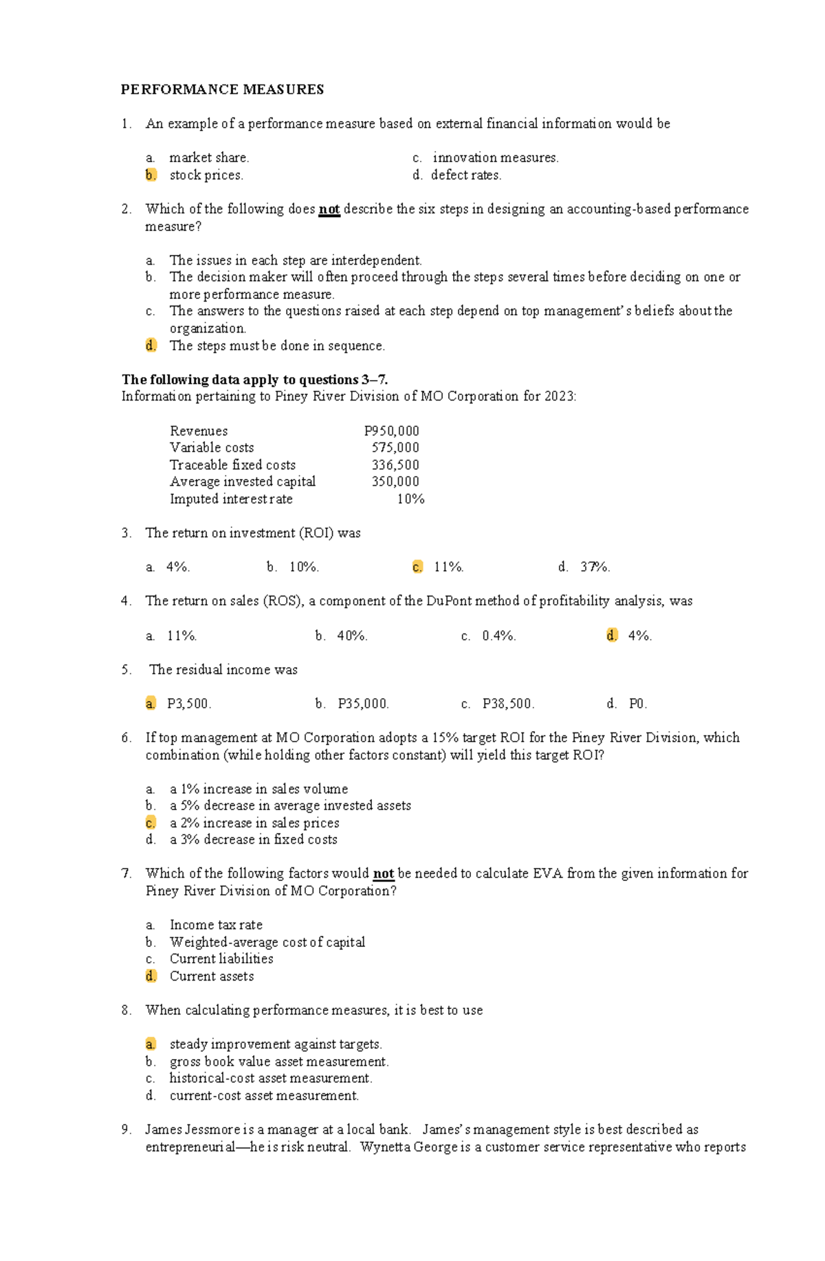 Performance Measures: An In-Depth Analysis for Course XYZ 101 - Studocu