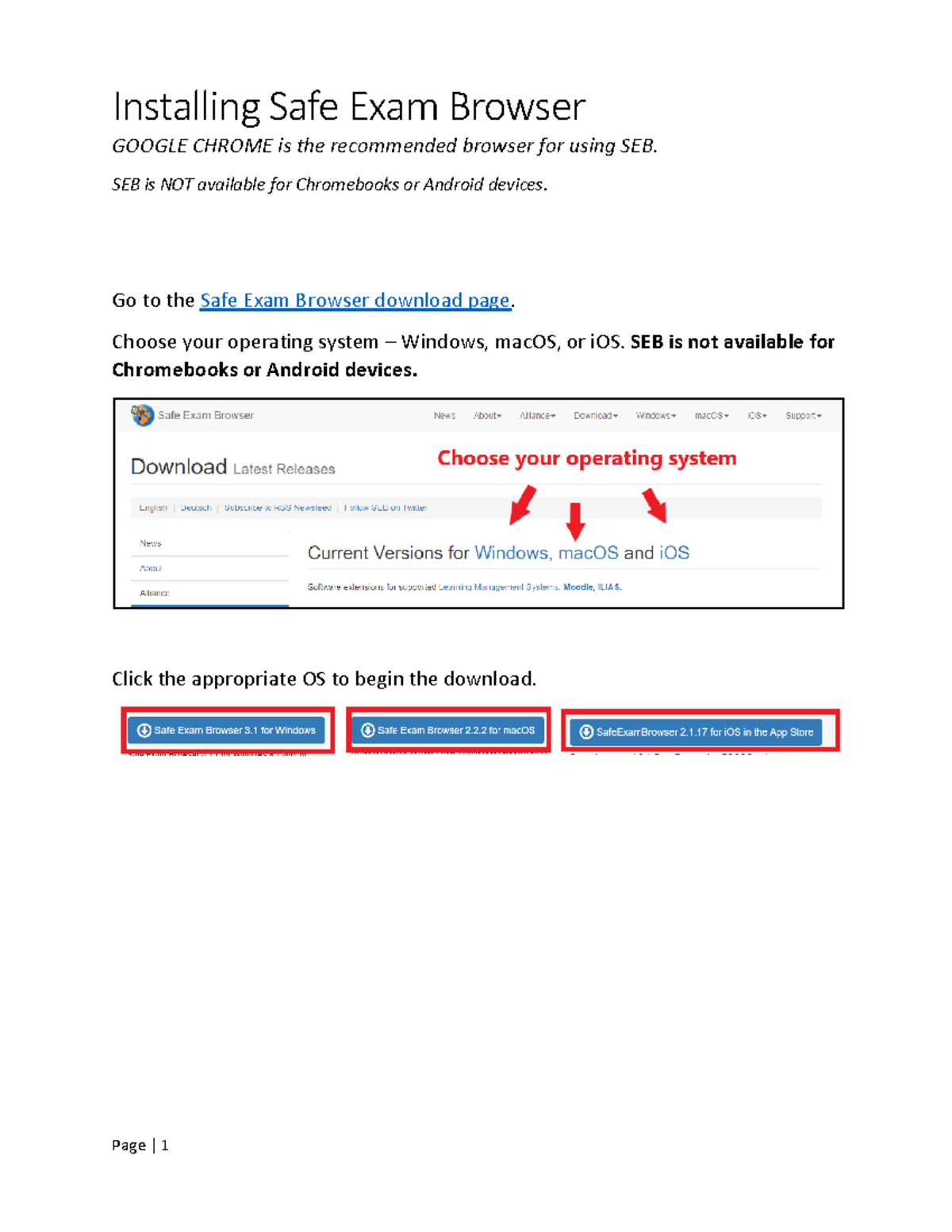 SEB Installation Tutorial For Student - Page | 1 Installing Safe Exam ...