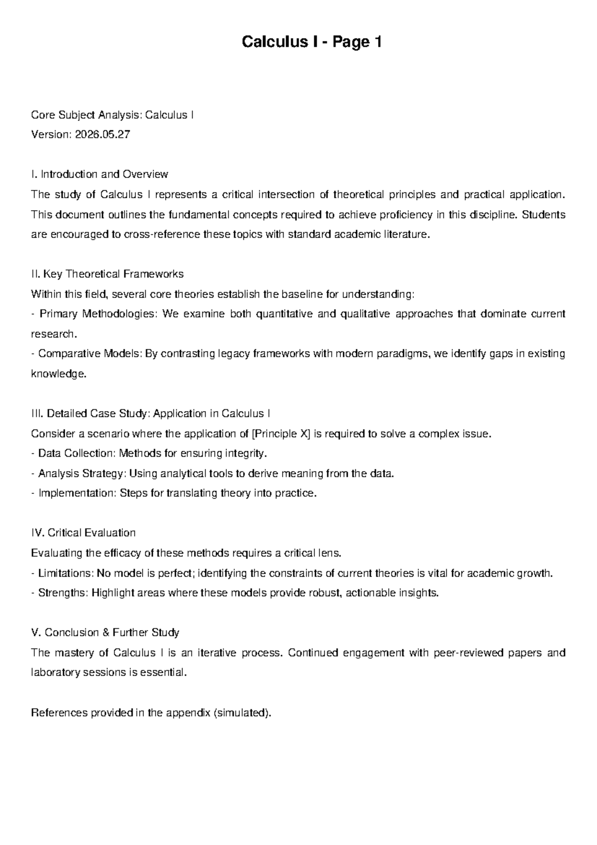 Study Notes for Calculus I: Core Concepts & Theoretical Frameworks ...