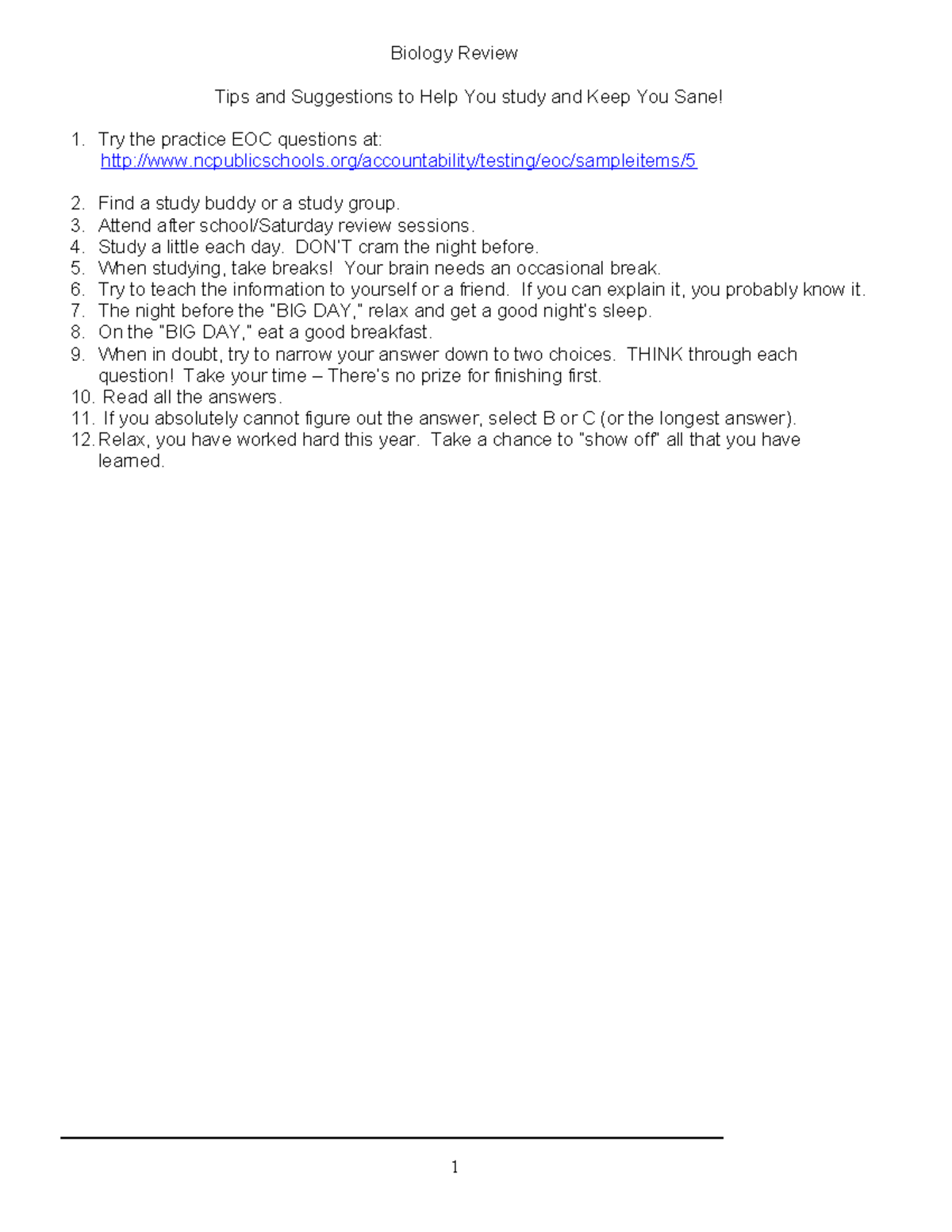 EOC Review Tips for Biology: Strategies to Ace Your Exam! - Studocu