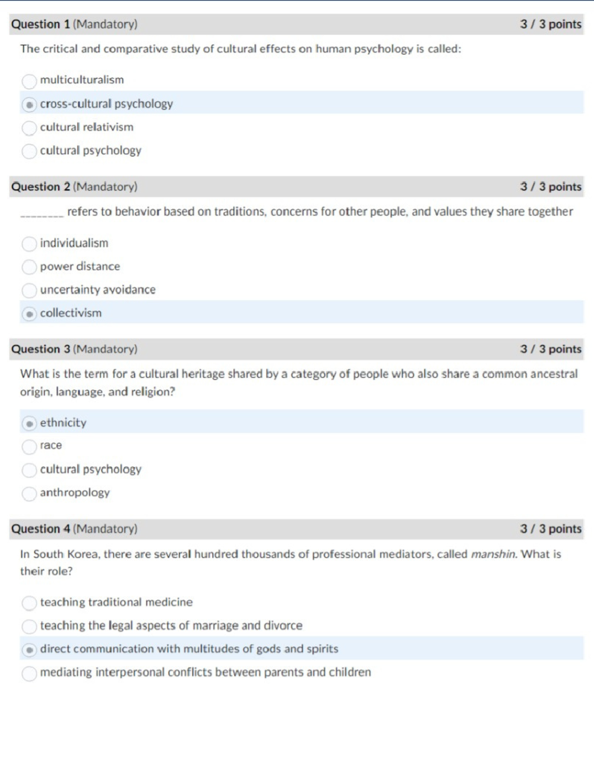 PSY-324 Cross-Cultural Psychology Quiz 2-2 Summary and Insights - Studocu