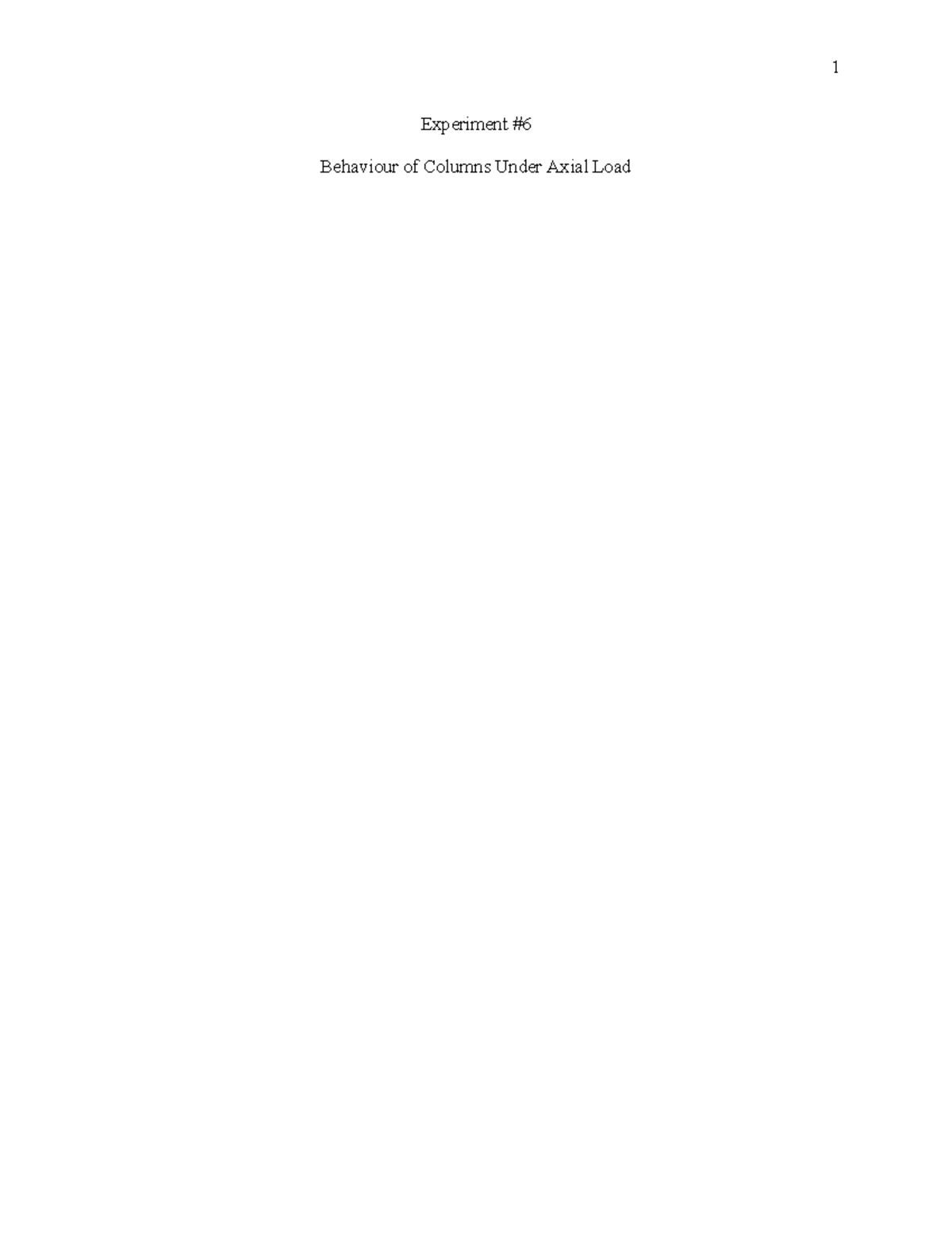 ENGR 244 Lab #6: Behavior of Columns Under Axial Load Experiment - Studocu