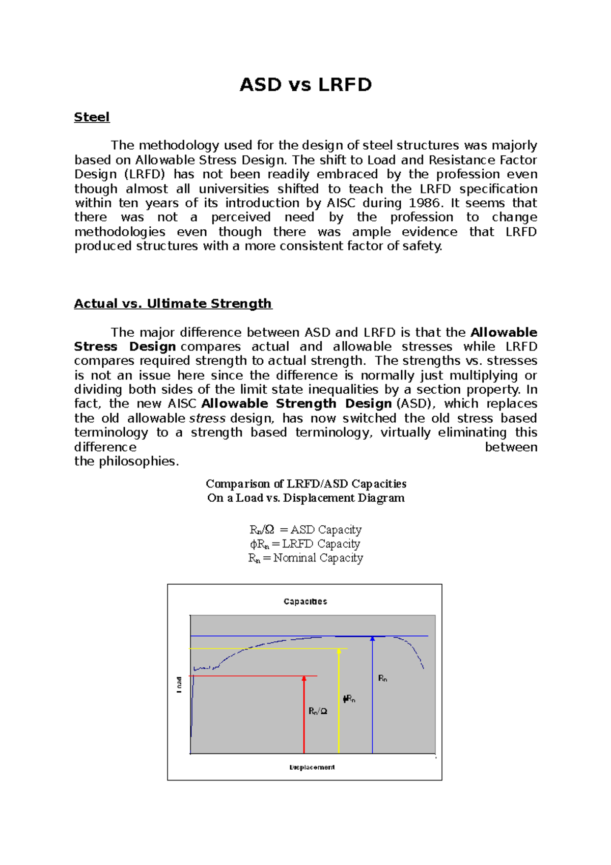 STEEL DESIGN 1 Introduction TO LRFD - Lecture notes 1 - ASD vs LRFD ...
