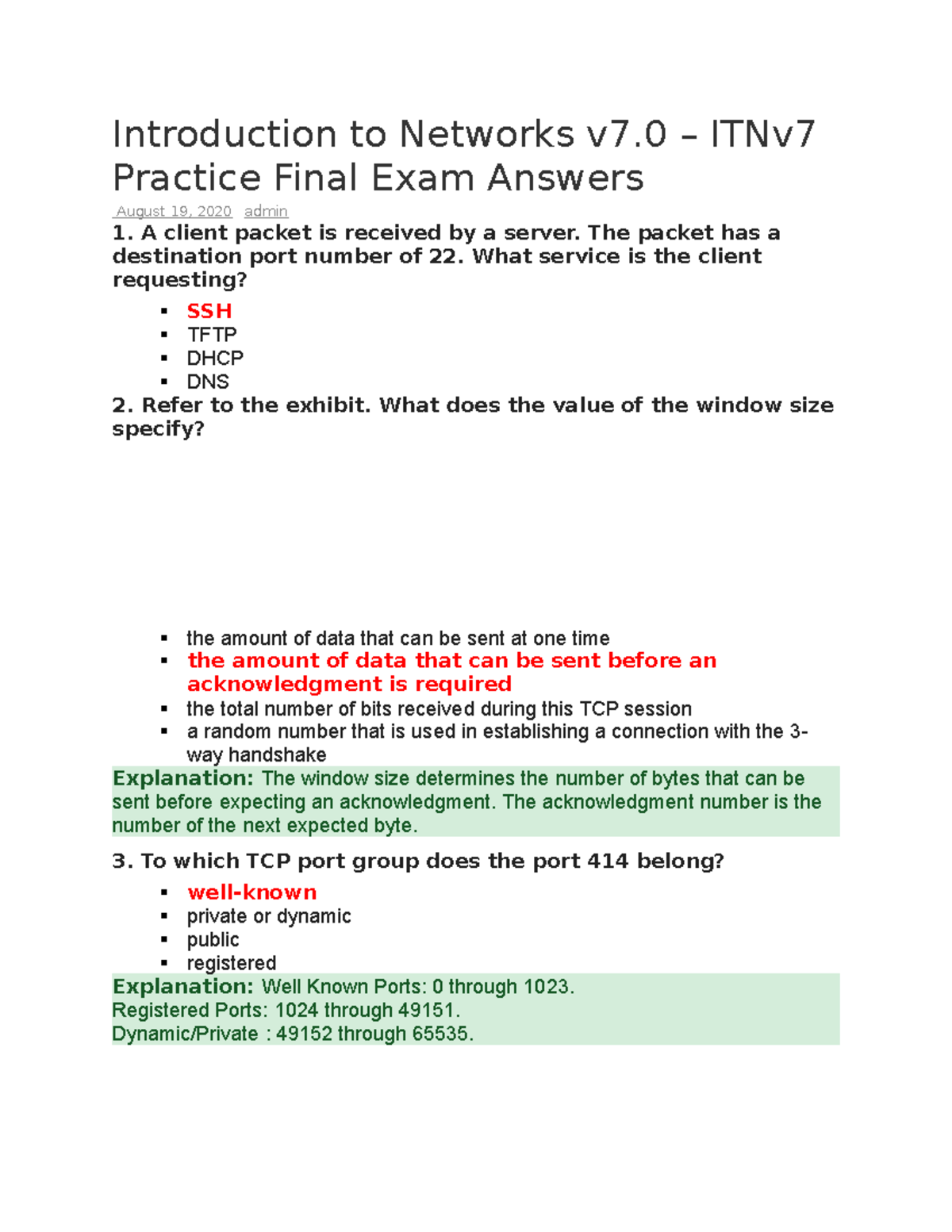 Ccnav 7 Final answers v3 - Introduction to Networks v7 – ITNv Practice ...