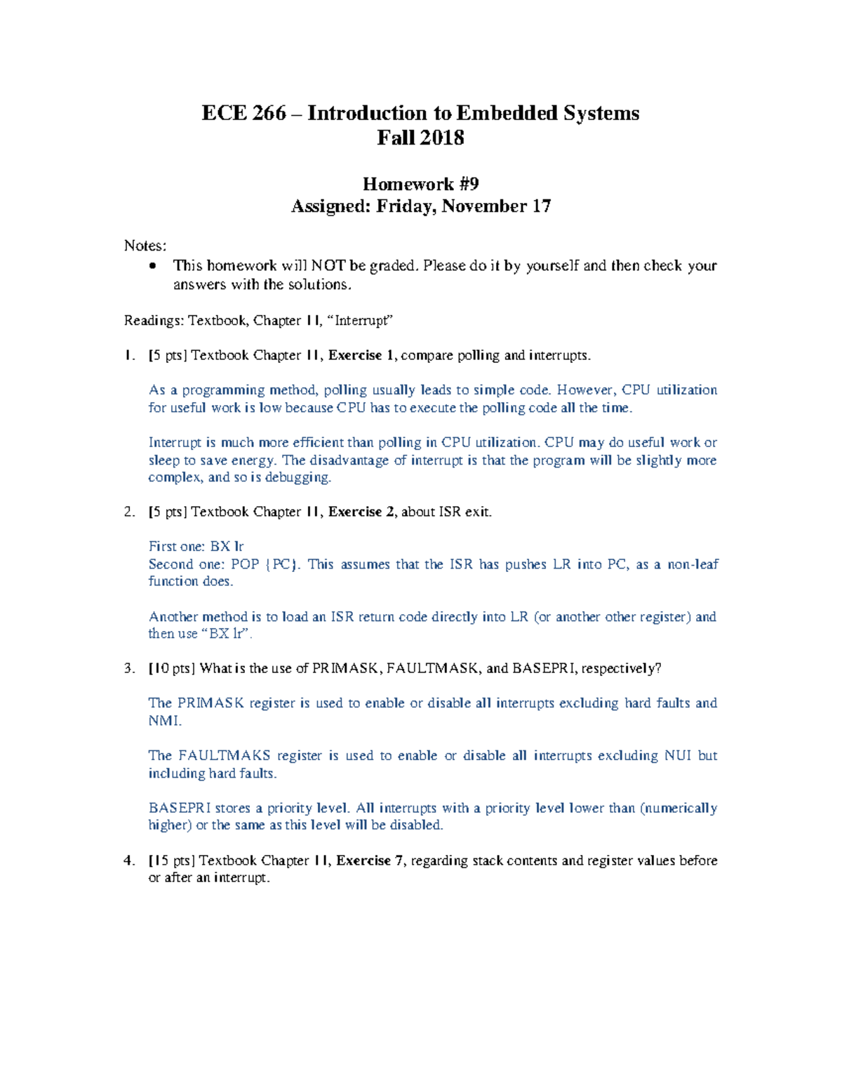 ECE 266 Fall 2018 Homework 9 Solutions - Embedded Systems Interrupts ...
