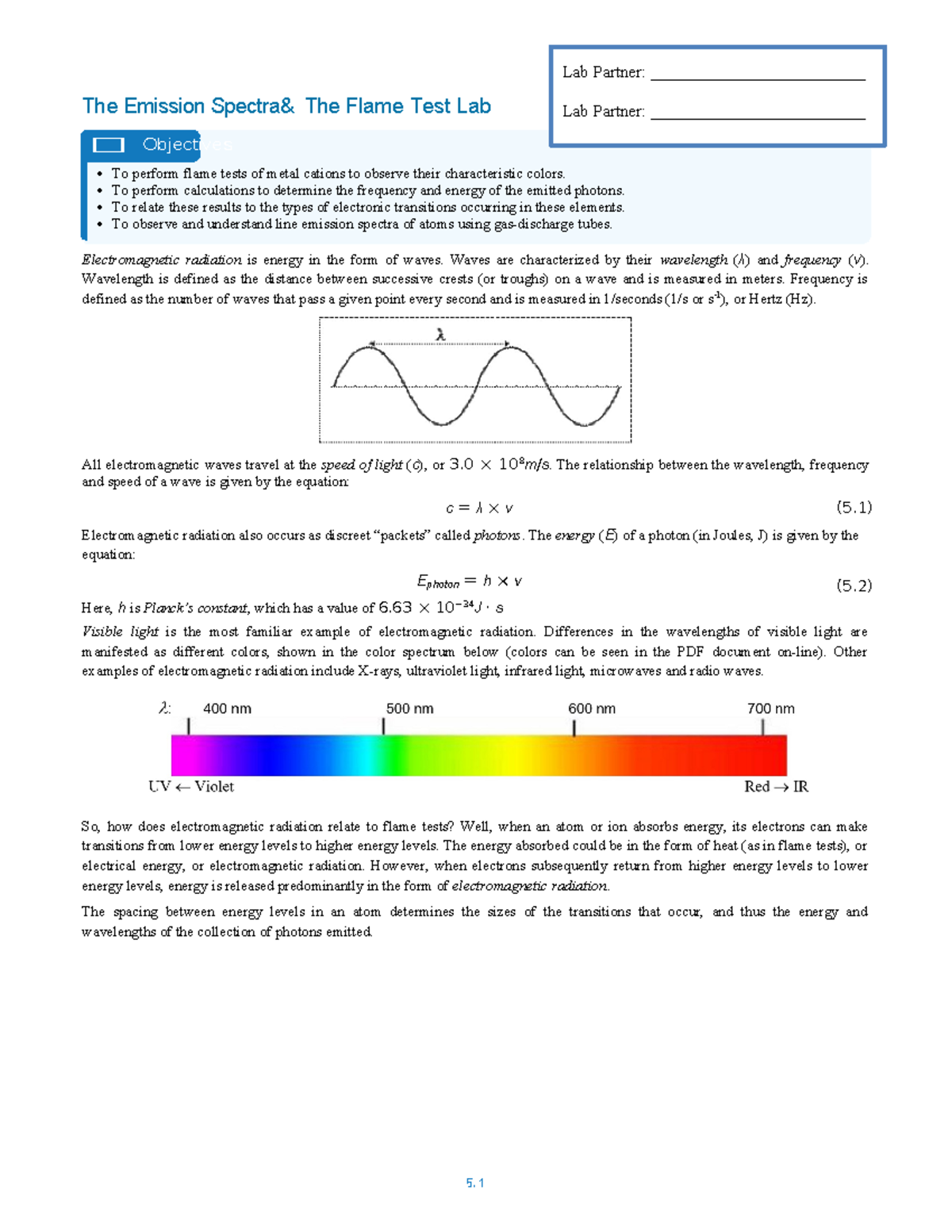 Emission Spectra & Flame Test Lab Guide (Chem 101) - Studocu