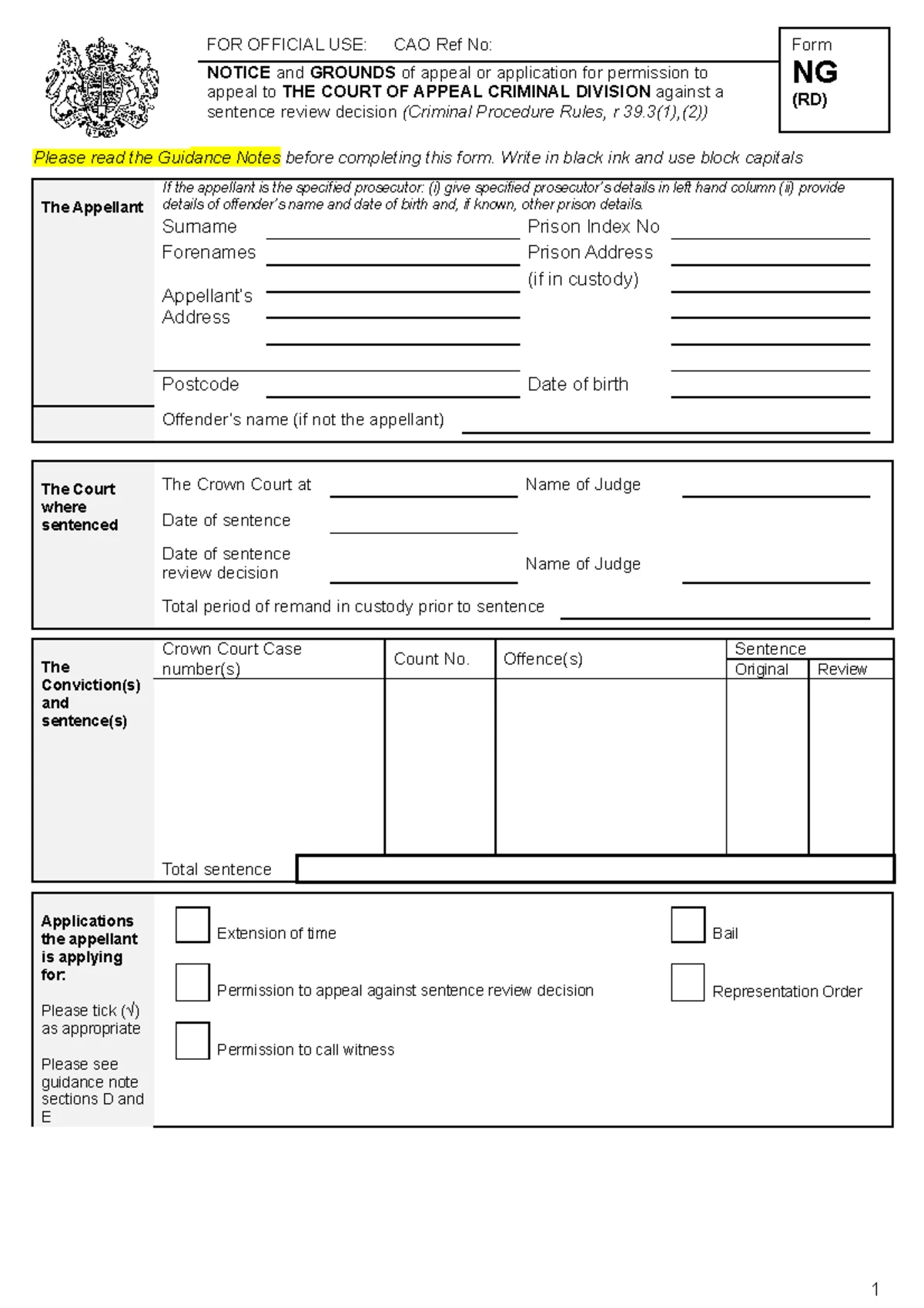 Form ng guidance - COMPLETING FORMS NG, B AND W - IMPORTANT NOTES and ...