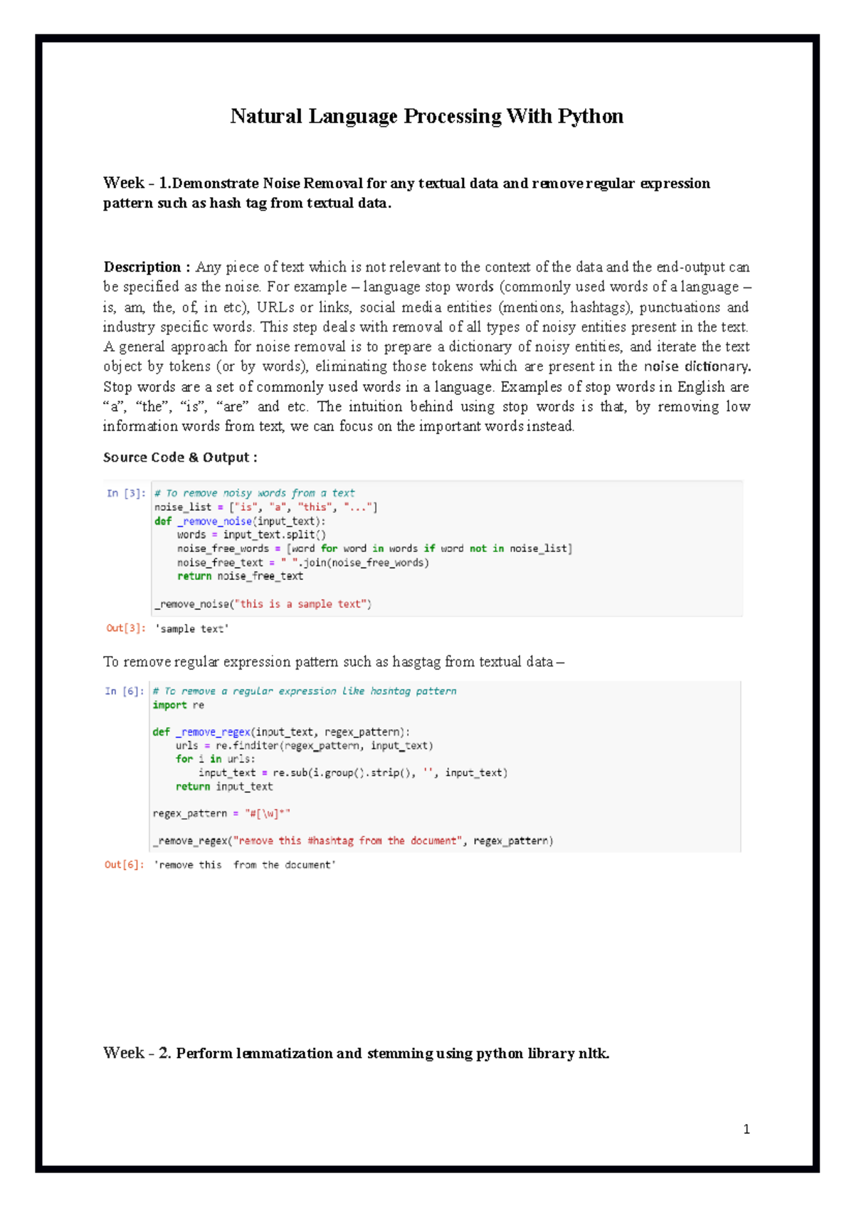 NLP 101: Techniques for Noise Removal, Stemming, and Classification - Studocu
