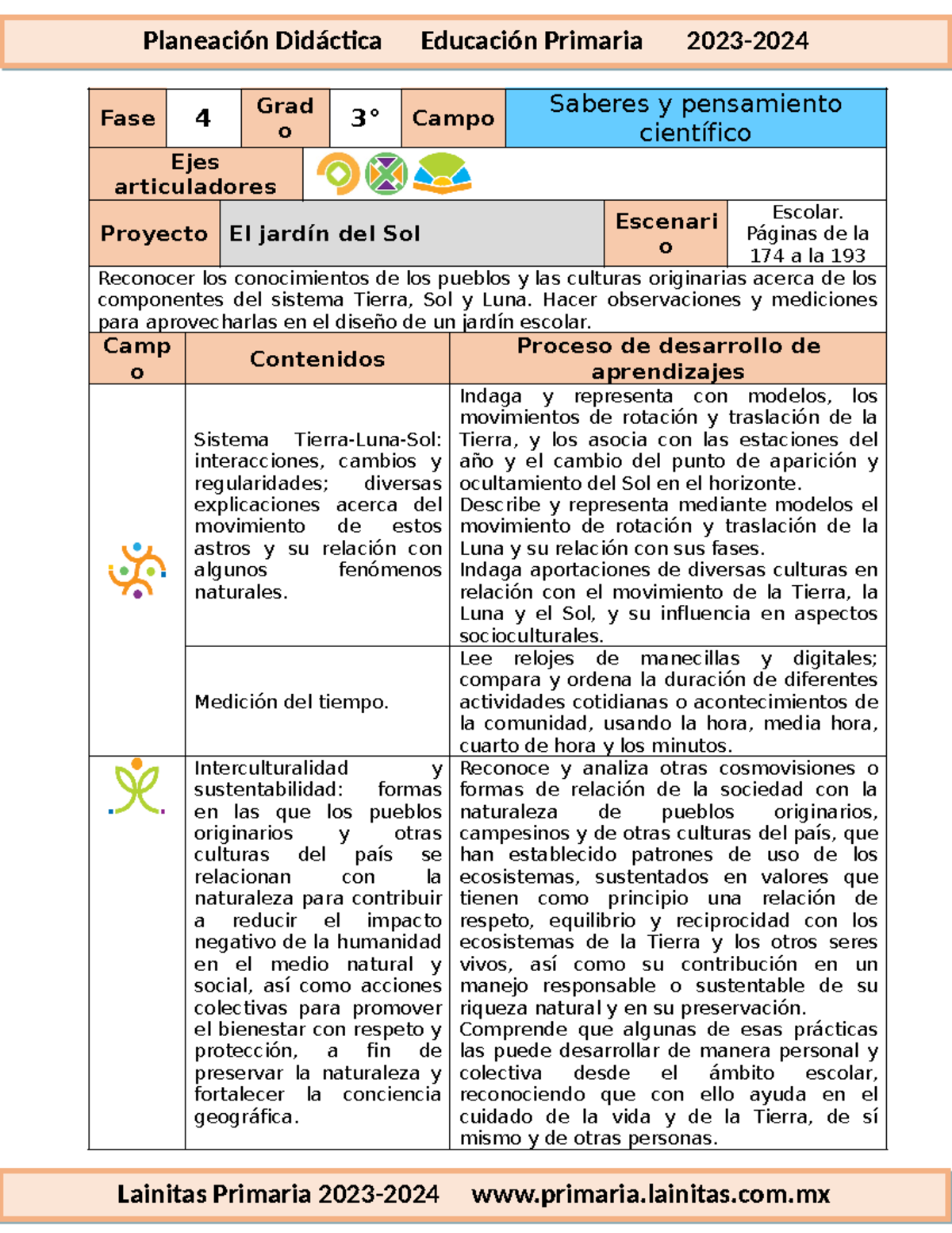 3er Grado 2023-2024: Proyecto Escolar El Jardín del Sol - Studocu