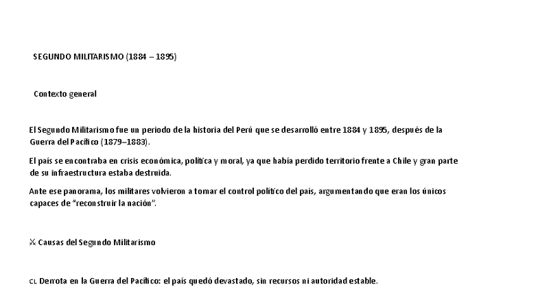 🪖 Segundo Militarismo (1884-1895): Contexto y Consecuencias - Studocu