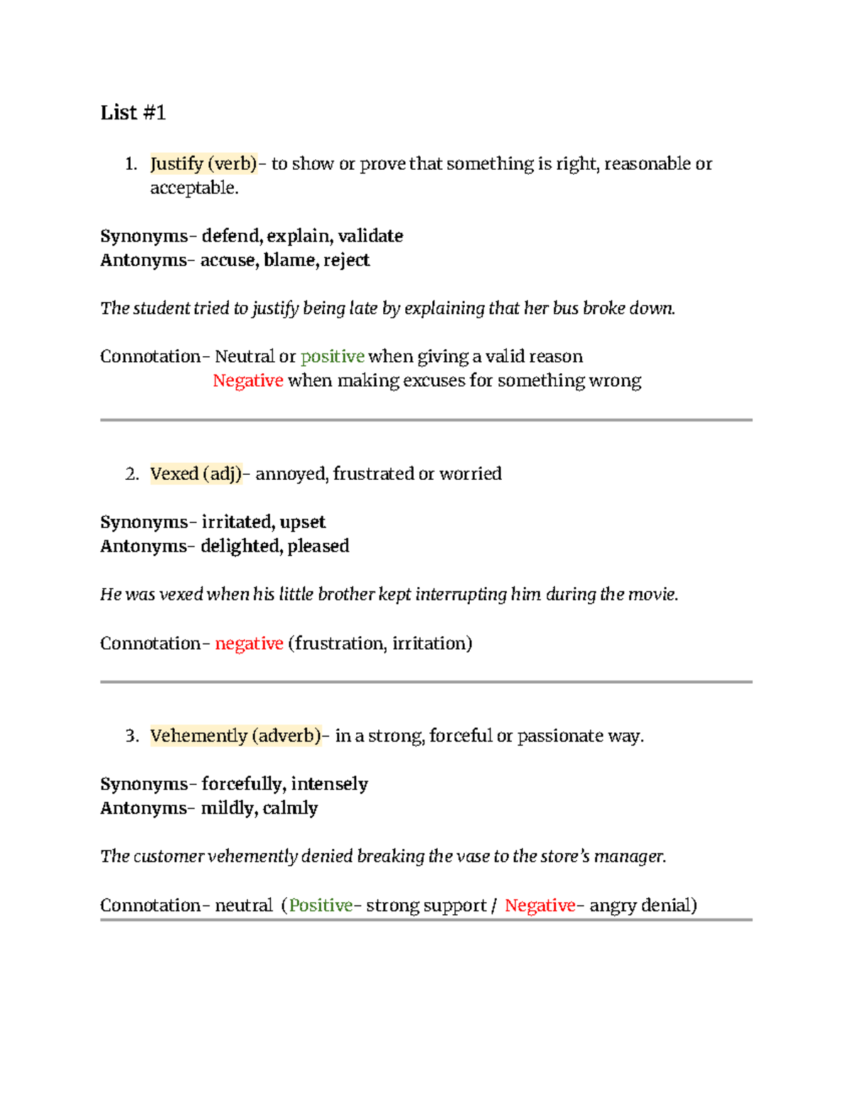 Vocabulary List and Definitions for ELL (English Language Learners ...