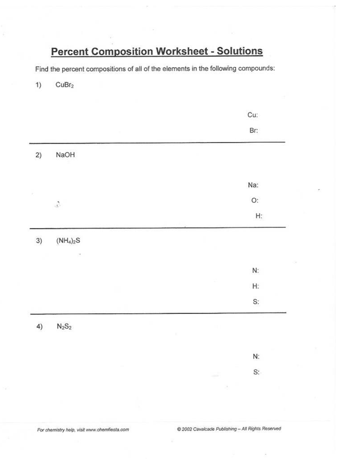 practice fasdf sfsf sfsd - Percent Composition Worksheet Solutions Find ...
