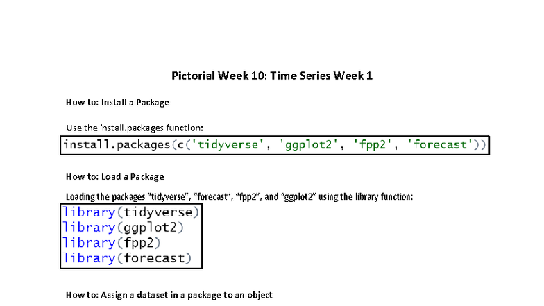 Time Series Tutorial: Week 10 - R Package Installation & Usage - Studocu