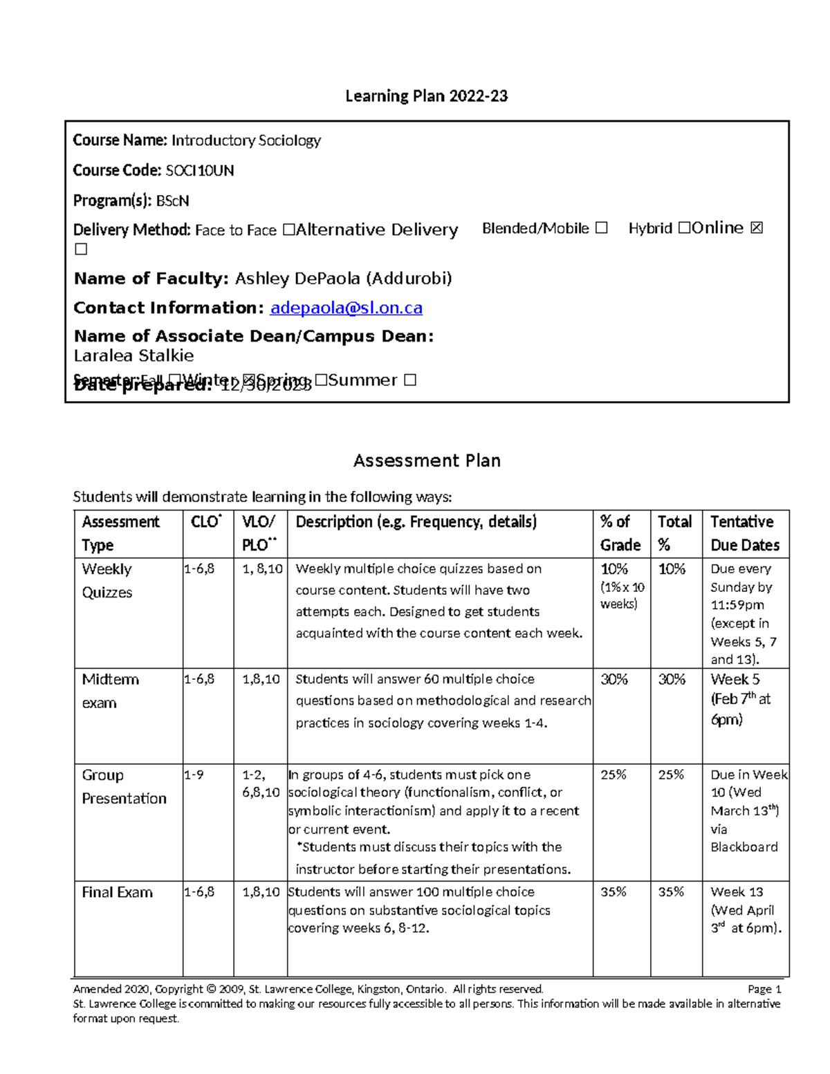 SOCI10UN Learning Plan: Introductory Sociology Course Overview ...