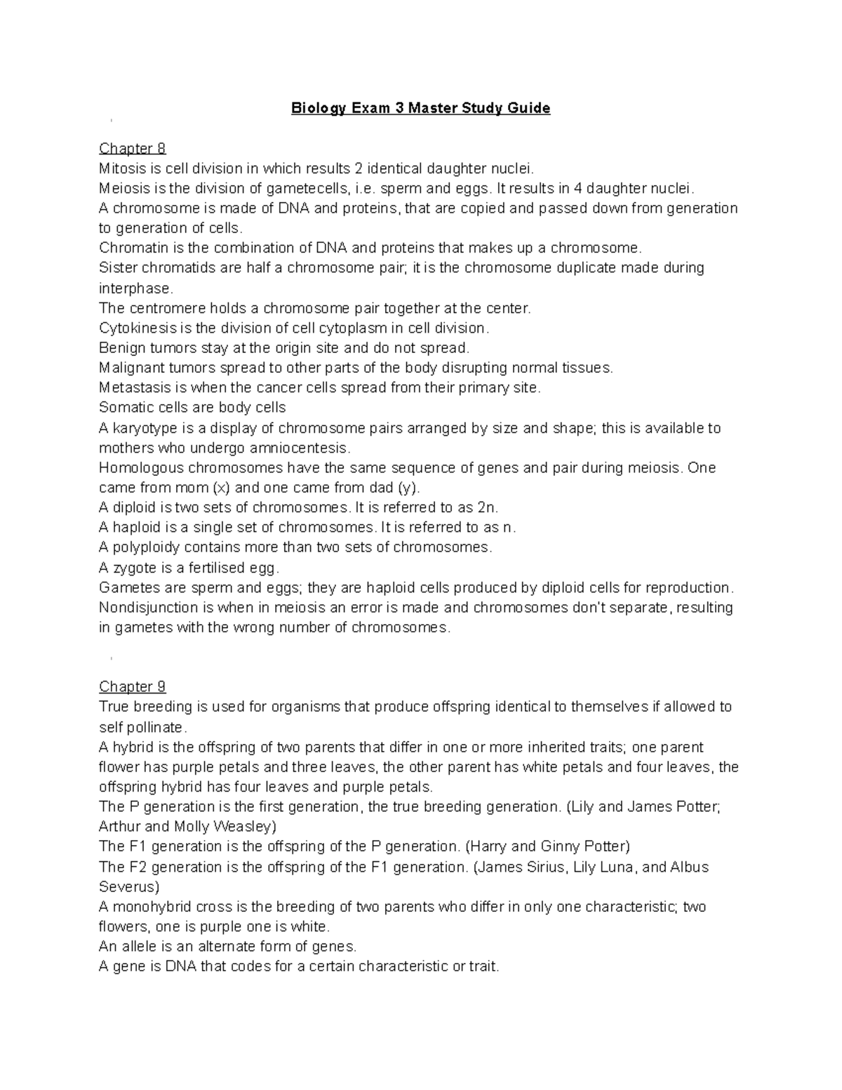 Biology Exam 3 Comprehensive Study Guide & Notes - Studocu