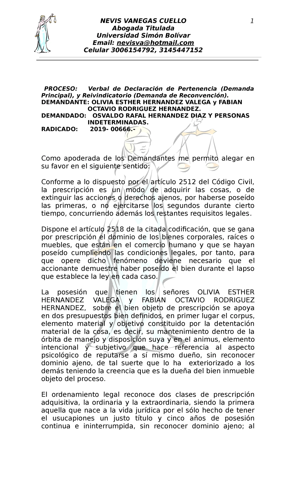 Descorrer traslado de la contestacion de la demanda - EL JURAMENTO ...