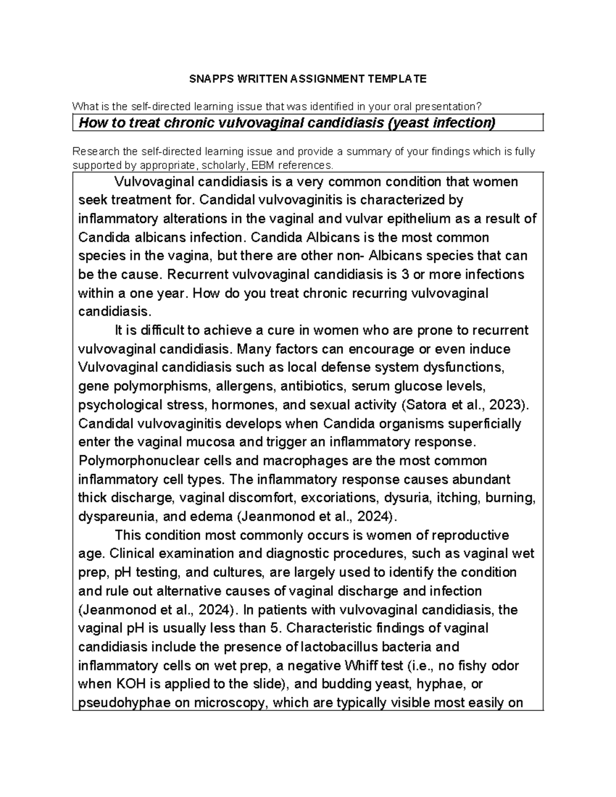 Week 3 Snapps - SNAPPS WRITTEN ASSIGNMENT TEMPLATE What is the self ...