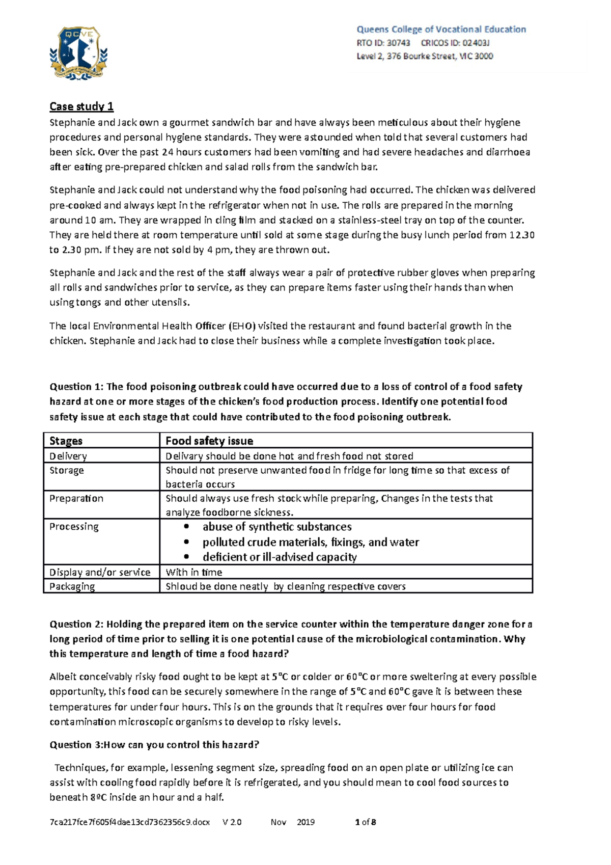Assessment 1 Sitxfsa 002 Participate safe food handling practices ...