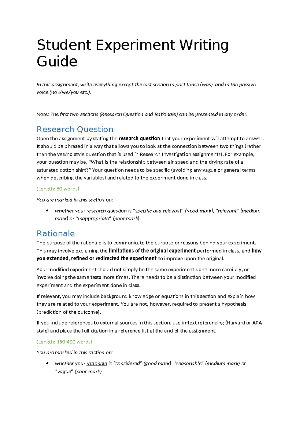Senior Science SE Experiment Writing Guide v2025 - Studocu