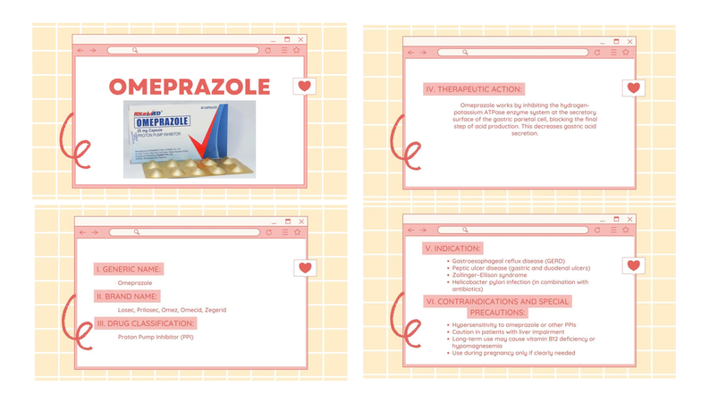 OMEPRAZOLE IV: Therapeutic Actions & Indications (Pharma) - Studocu