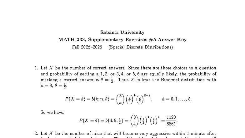 MATH 203, Recitation 5 Solutions - Supplementary Exercises - Studocu