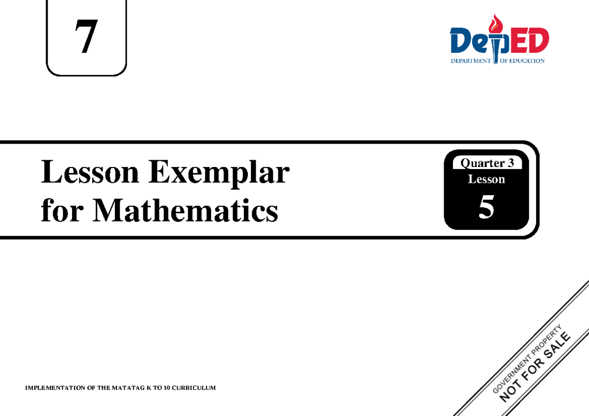 Q3 LE Mathematics 7 Lesson 5 Exemplar: Adding & Subtracting Integers ...
