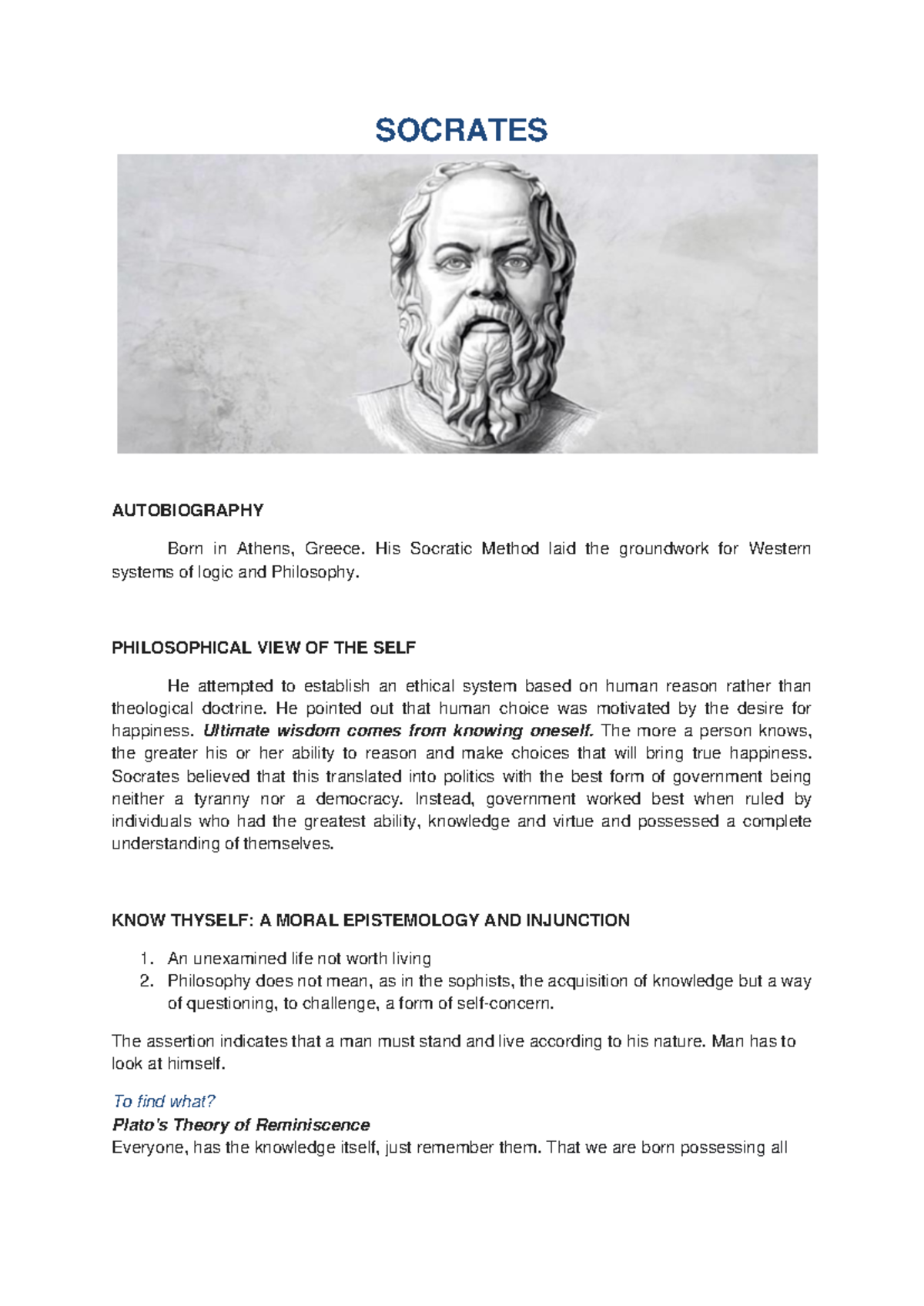 Socrates-plato-aristotle compress - SOCRATES AUTOBIOGRAPHY Born in ...