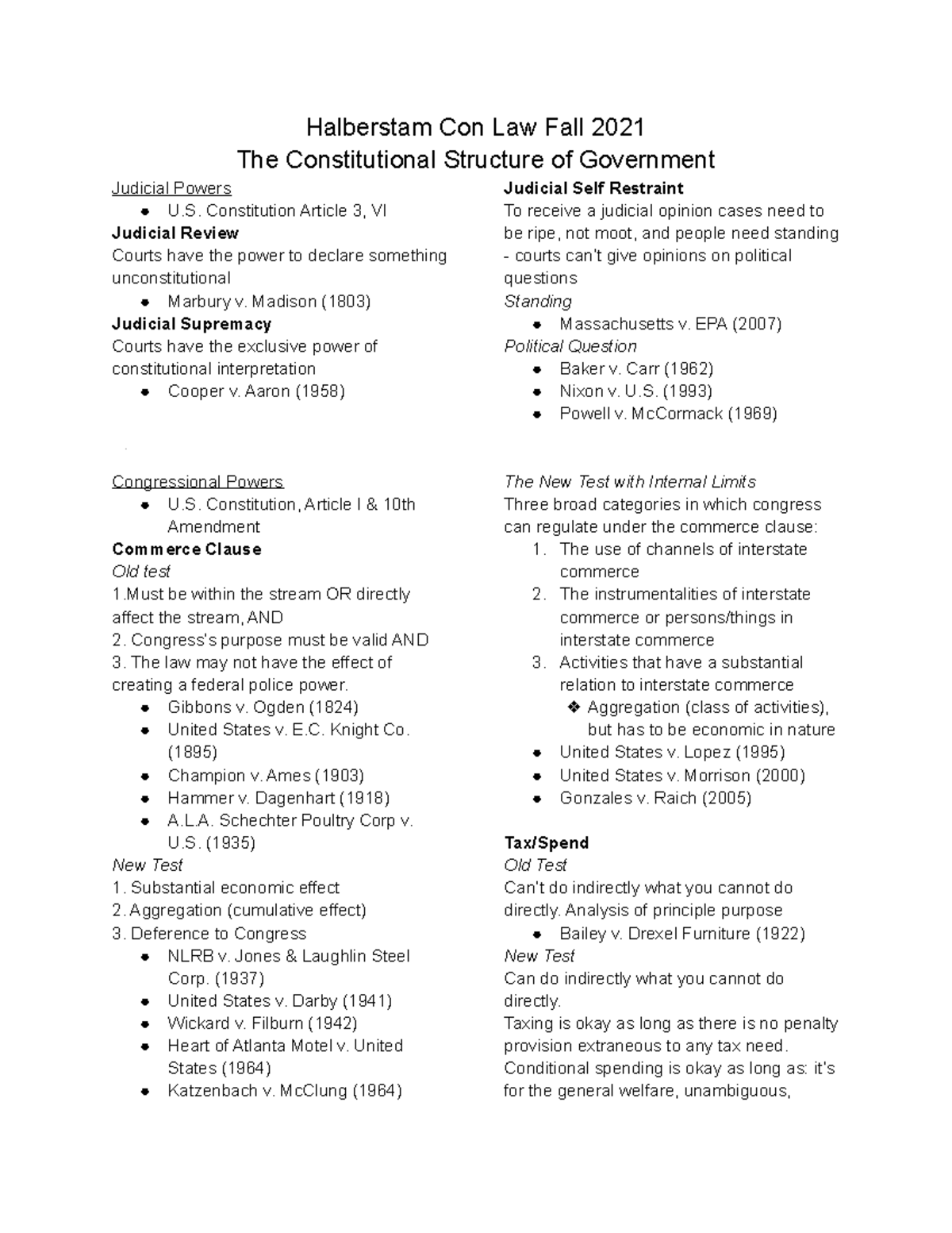 Con Law 2021: Key Concepts and Cases in Constitutional Law - Studocu