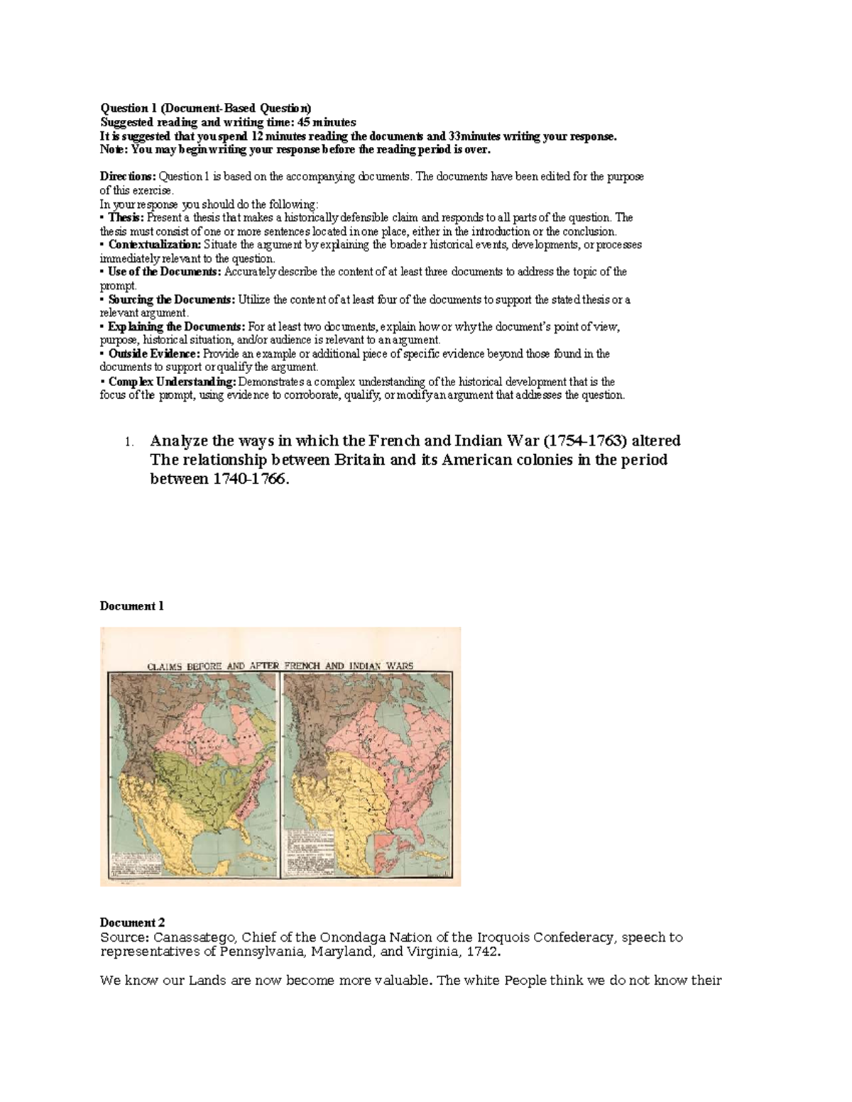 DBQ: Analyzing the Impact of the French and Indian War on British ...