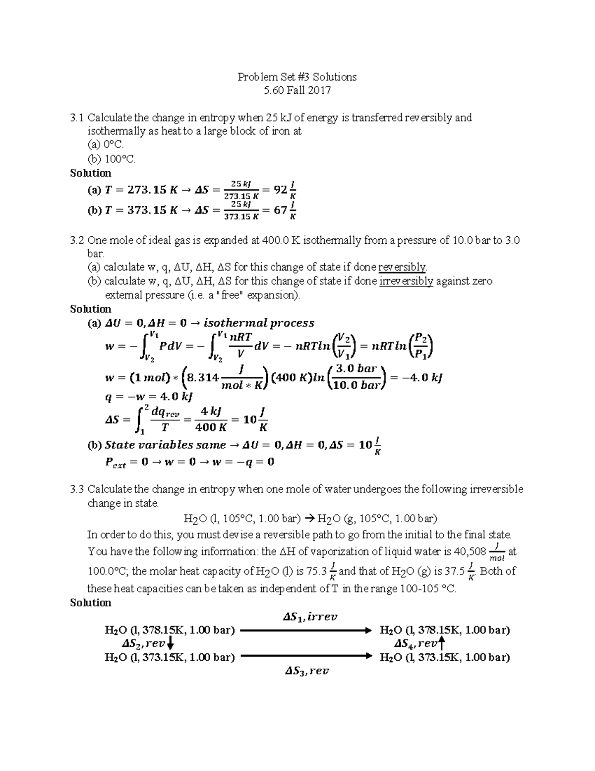 Thermodynamics and Kinetics Guide 3 - Problem Set #3 Solutions 5 Fall ...