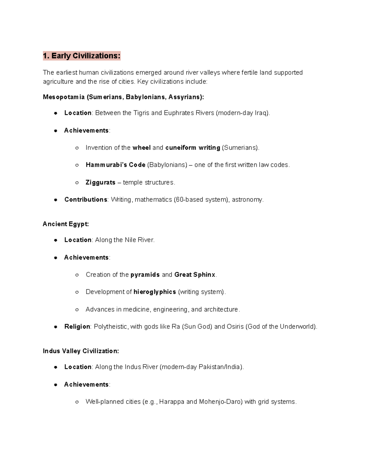 Global Study Guide: Early Civilizations to Enlightenment Concepts - Studocu