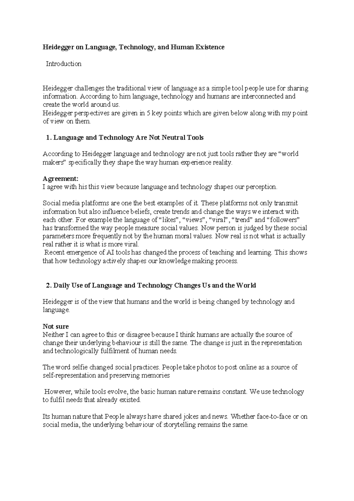 Heidegger on Language, Tech & Human Existence: Key Insights - Studocu