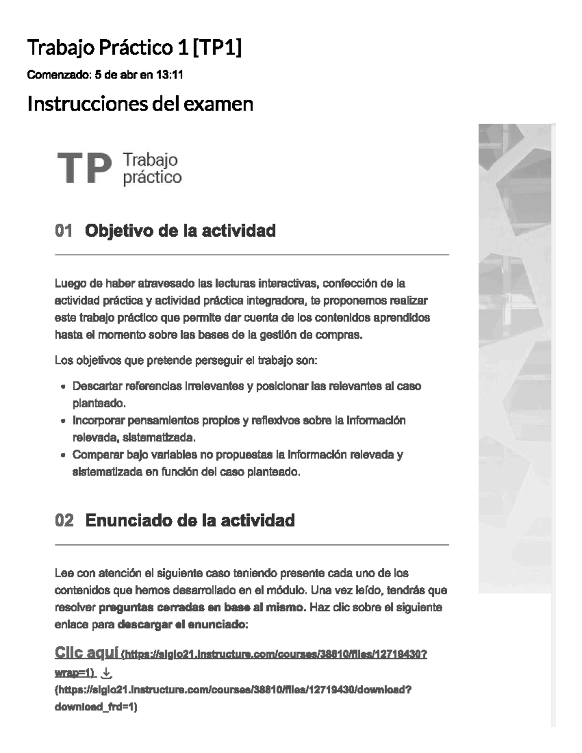 TP 1 Comrpas Intento 1 90% - Trabajo Práctico 1 Comenzado: 5 de abr en ...