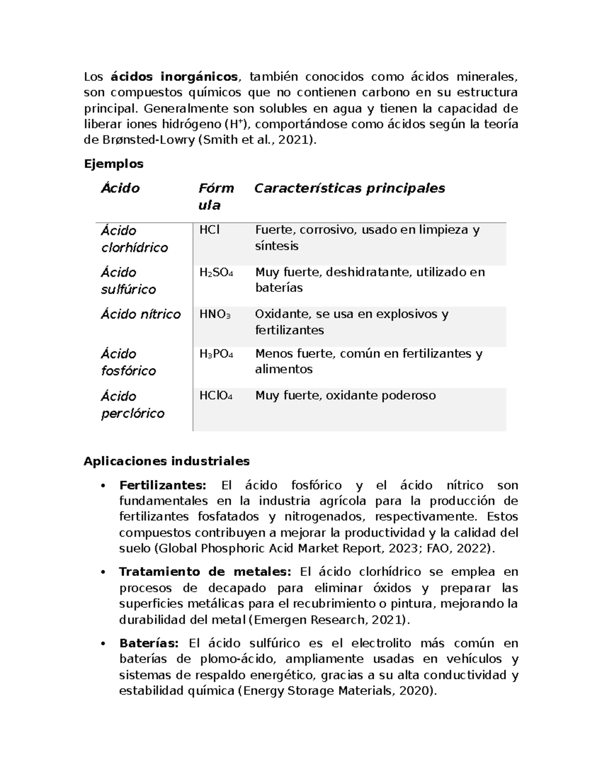 Ácidos Inorgánicos: Características y Aplicaciones en Tecnología ...