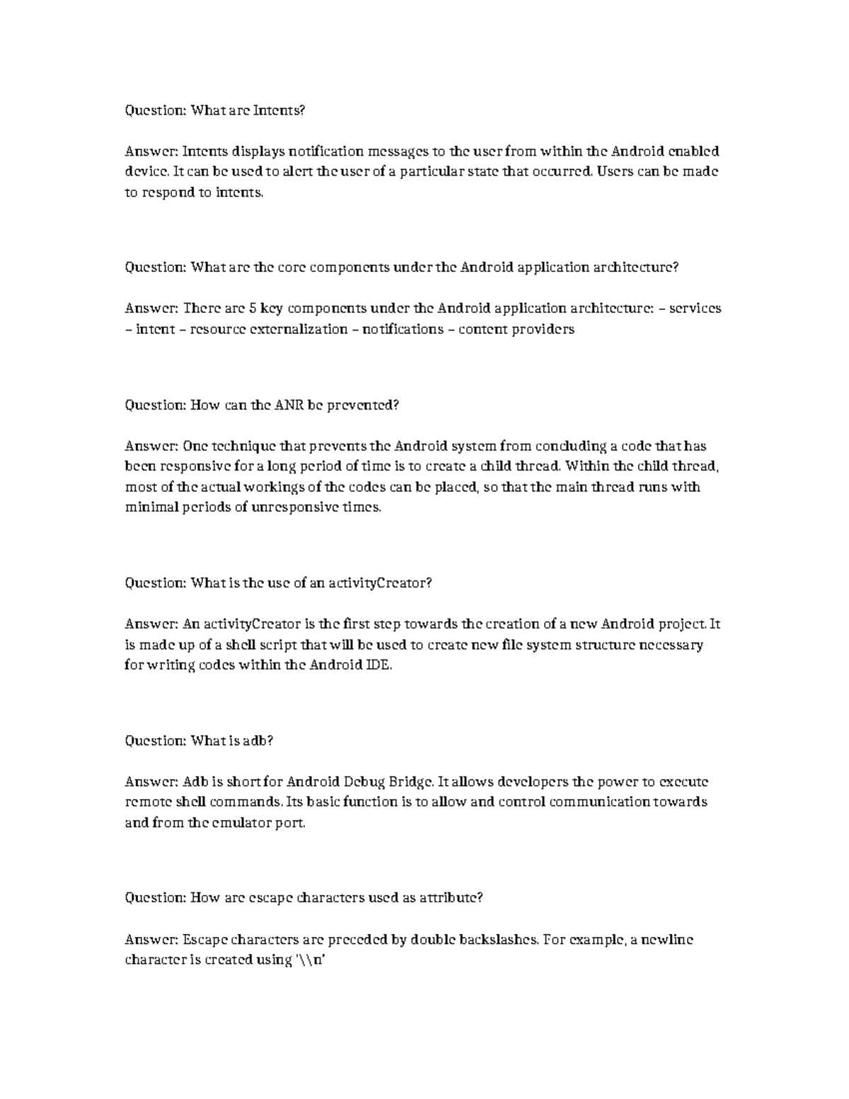 Android Application Architecture and Intents Overview - Studocu